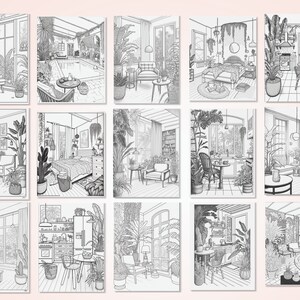 Boho Decor Coloring Pages for Adults - Printable Interior Designs for ...