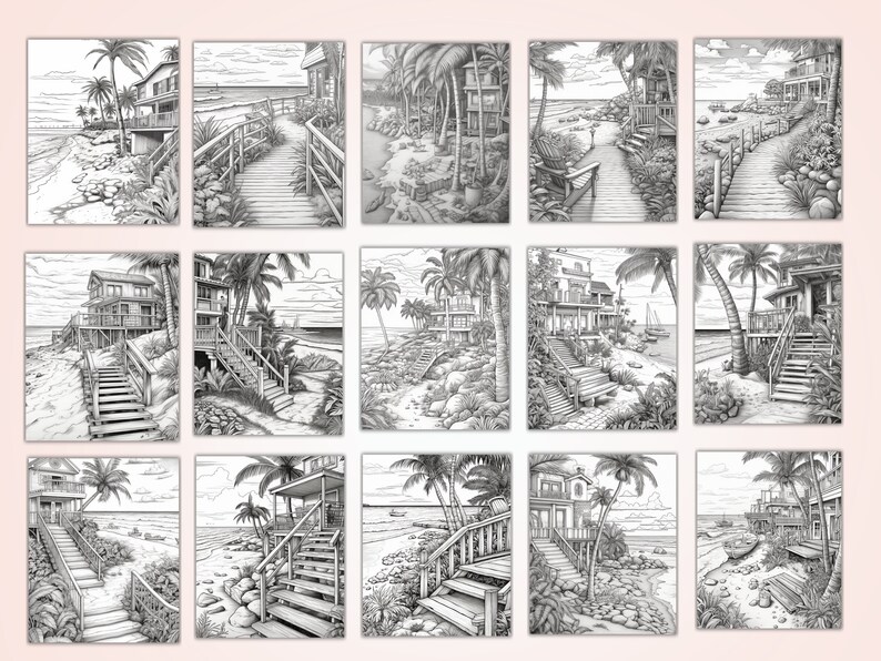 Coastal Coloring Pages for Adults and Teens | Printable Coastal Theme ...
