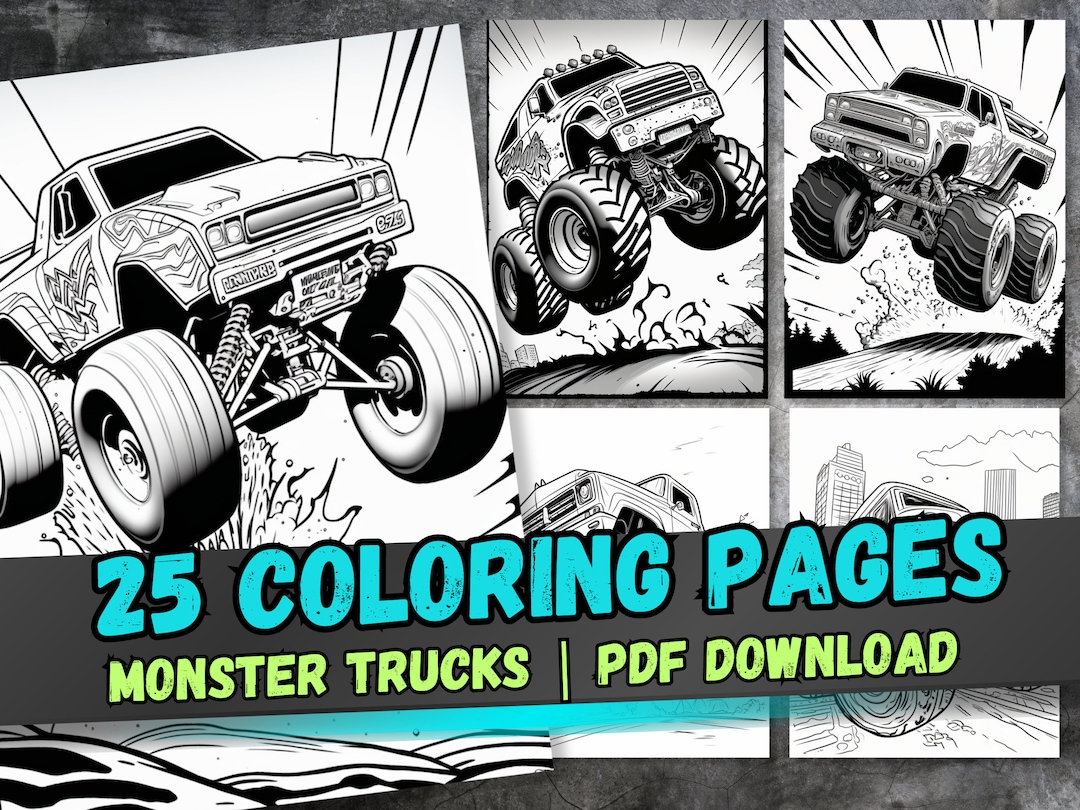 Digital Monster Truck Coloring Book | Printable Kids Coloring Pages ...