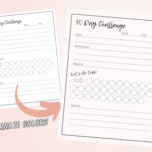 30 Day Challenge, Printable Goal Tracker, Self Improvement Tracker ...