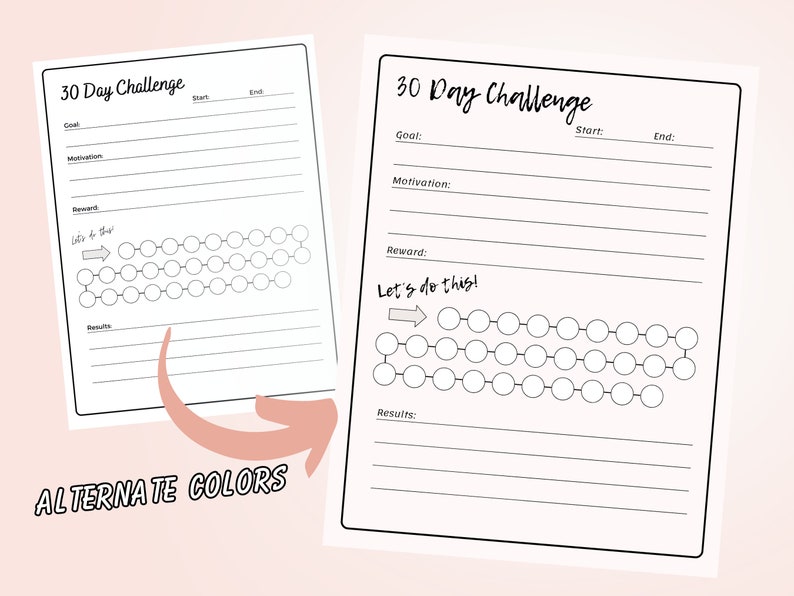 30 Day Challenge Printable Goal Tracker Self Improvement - Etsy