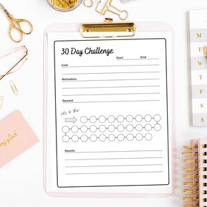 30 Day Challenge, Printable Goal Tracker, Self Improvement Tracker ...