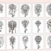 Magical Keys and Floral Coloring Pages Printable, Adult Coloring Book ...