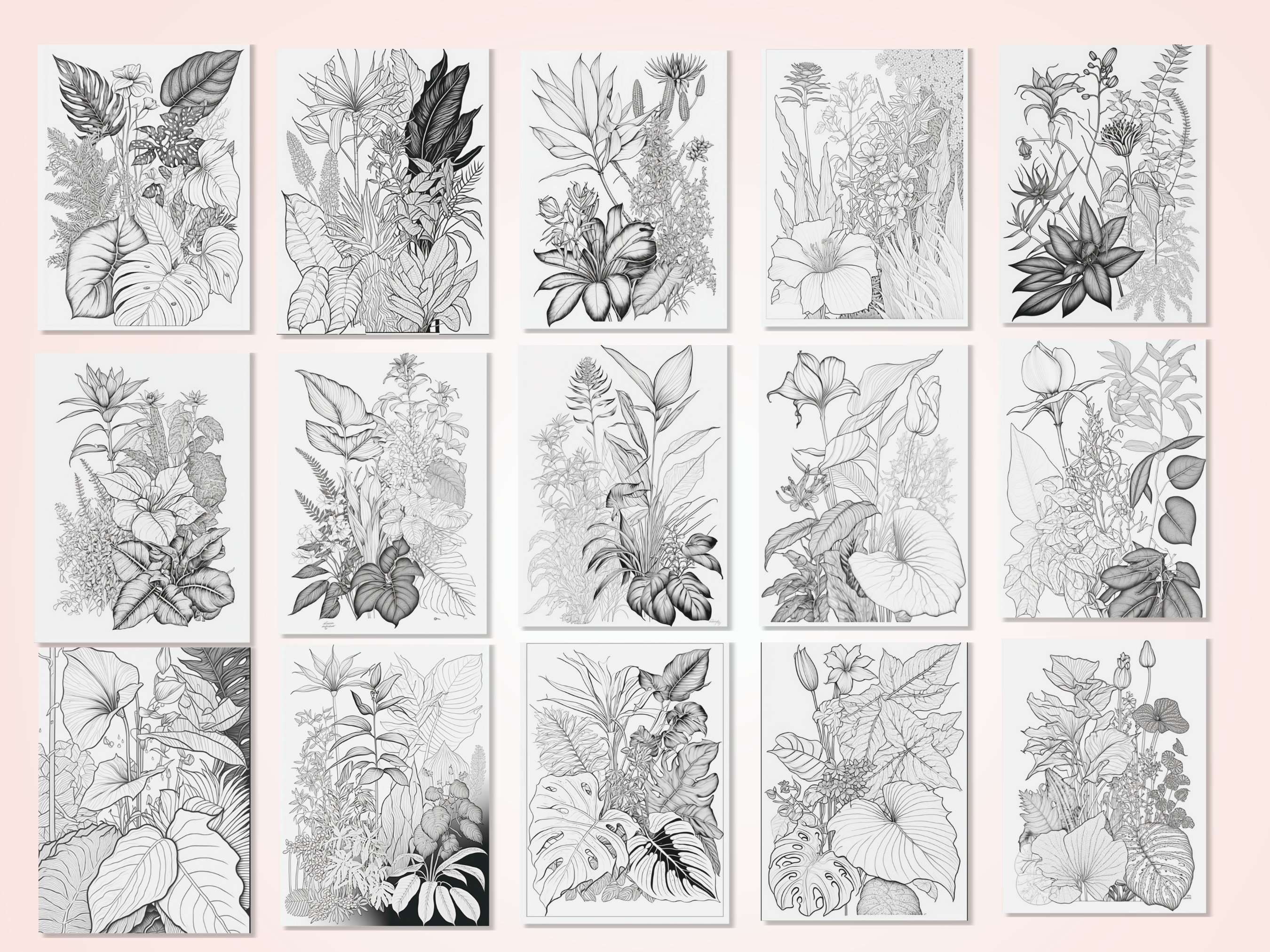 25 Indoor Plant Coloring Pages for Adults Relaxing and Fun Botanical ...