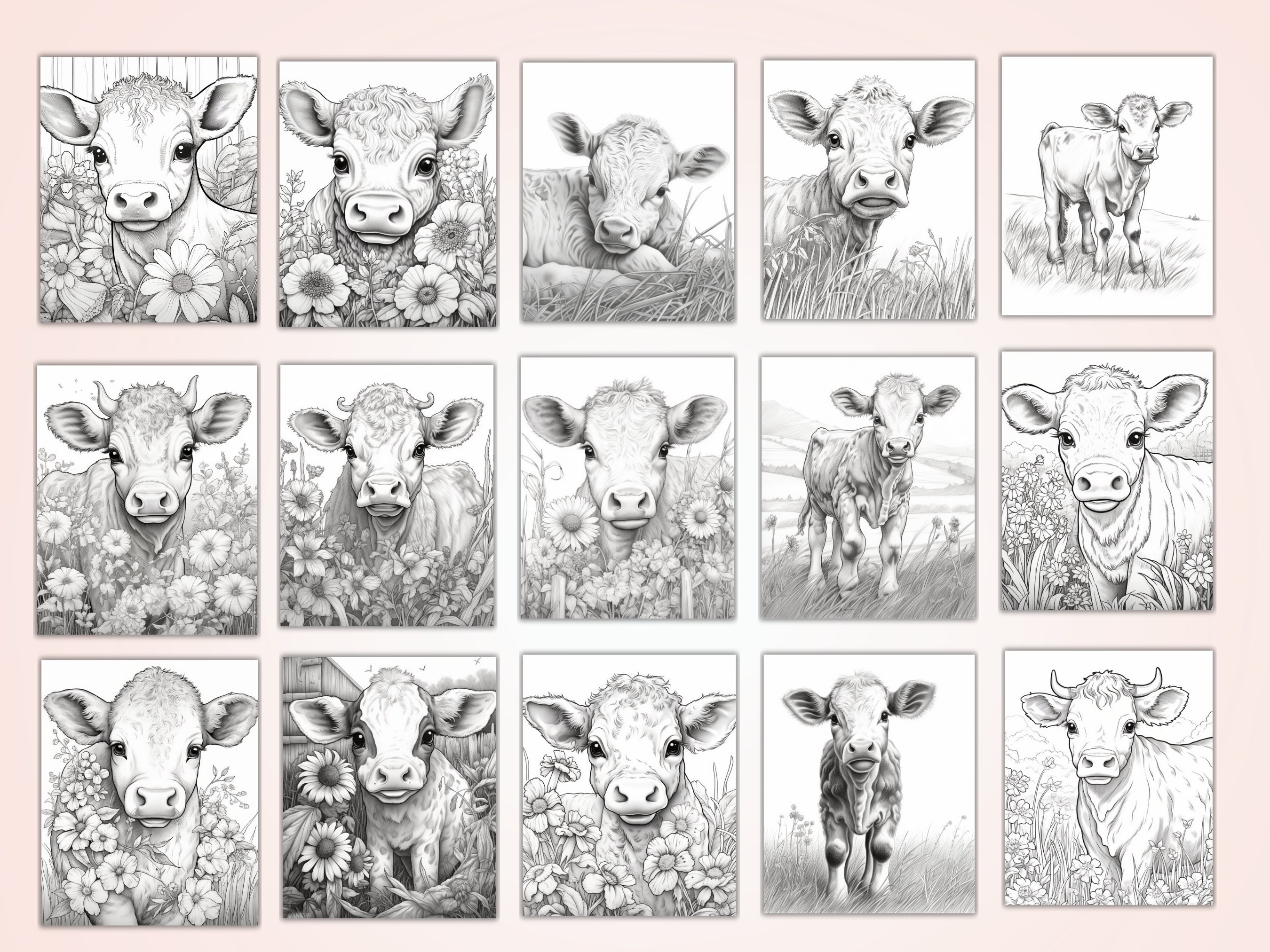 Cows Coloring Page for Adults & Kids Part 2 | Printable Cow Coloring ...