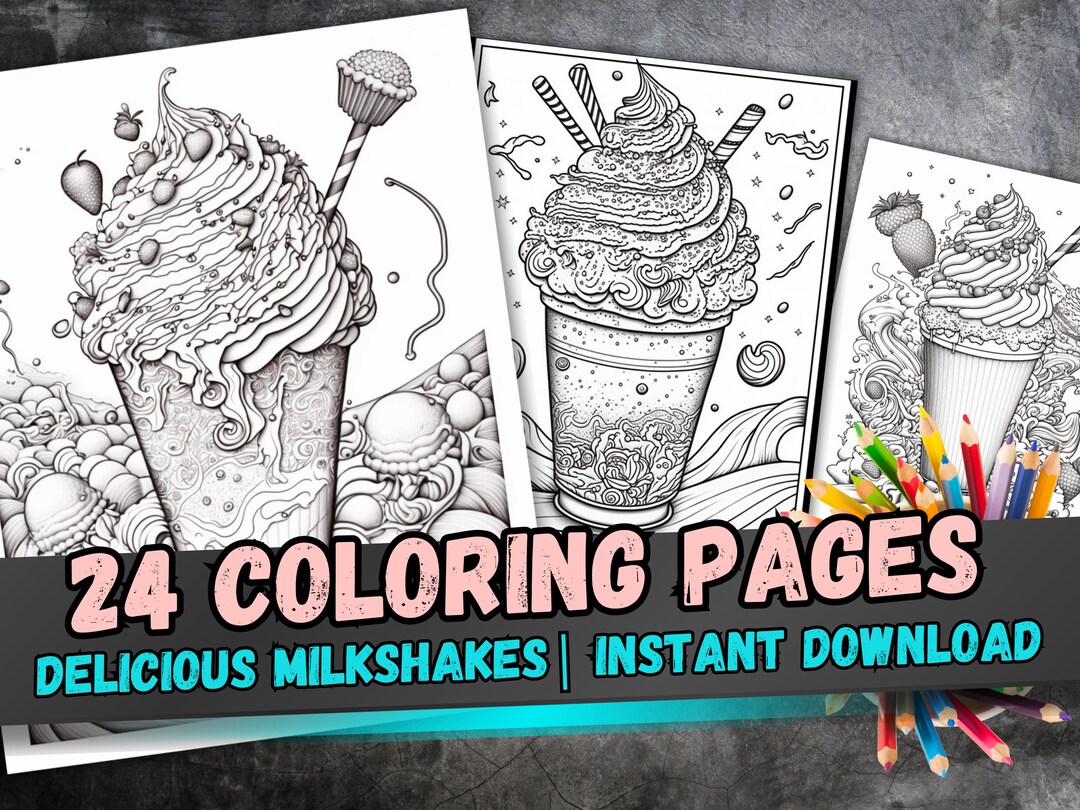 Delicious Elaborate Milkshake Coloring Pages - Printable, Adult ...