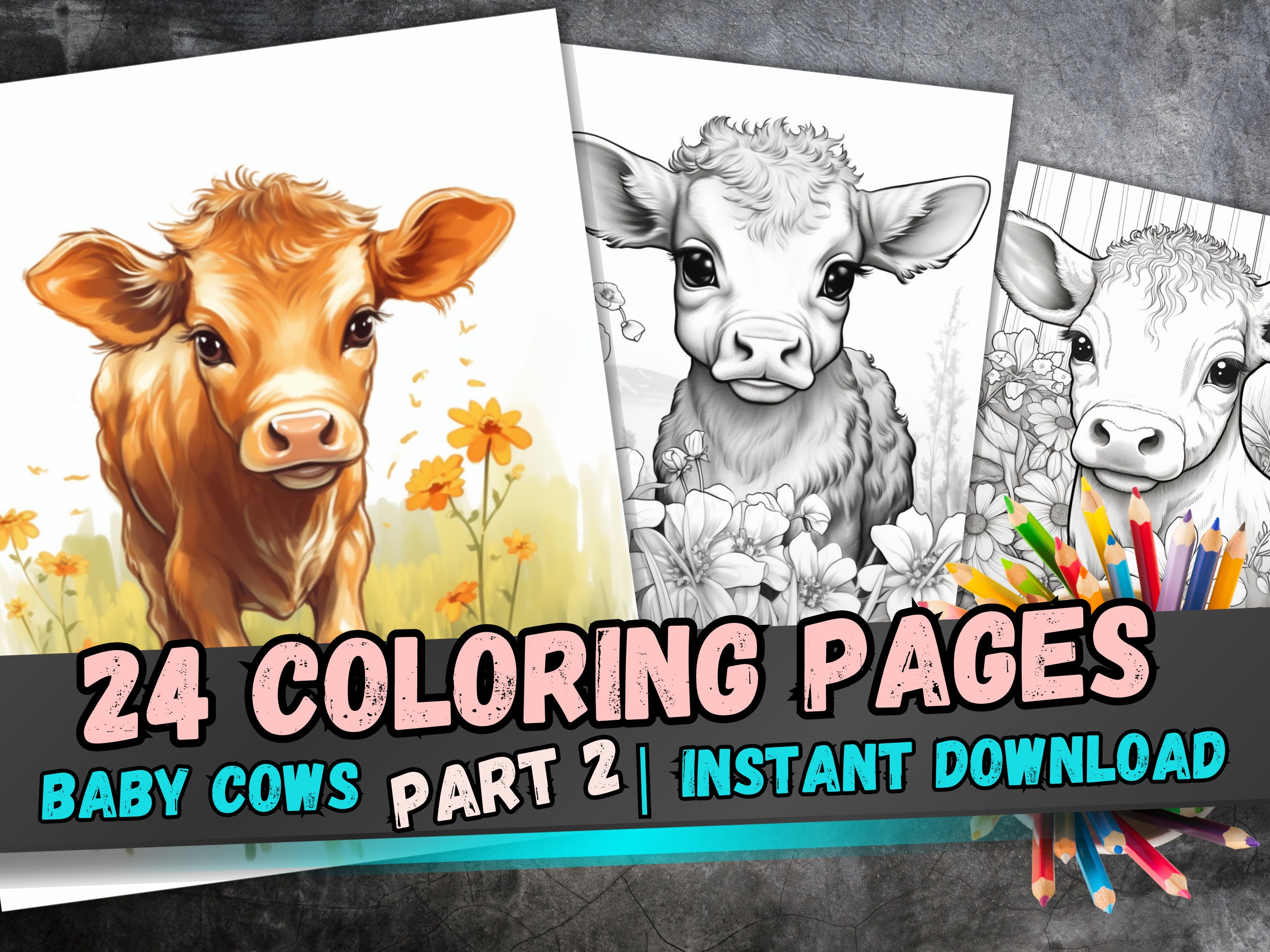 Cows Coloring Page for Adults & Kids Part 2 | Printable Cow Coloring ...