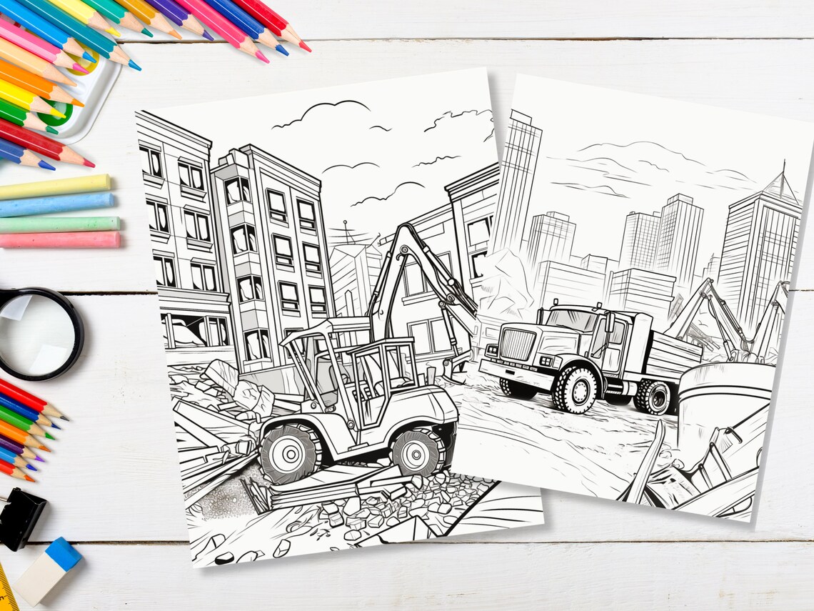 Construction Truck Coloring Book Printable Kids Coloring Pages Instant ...