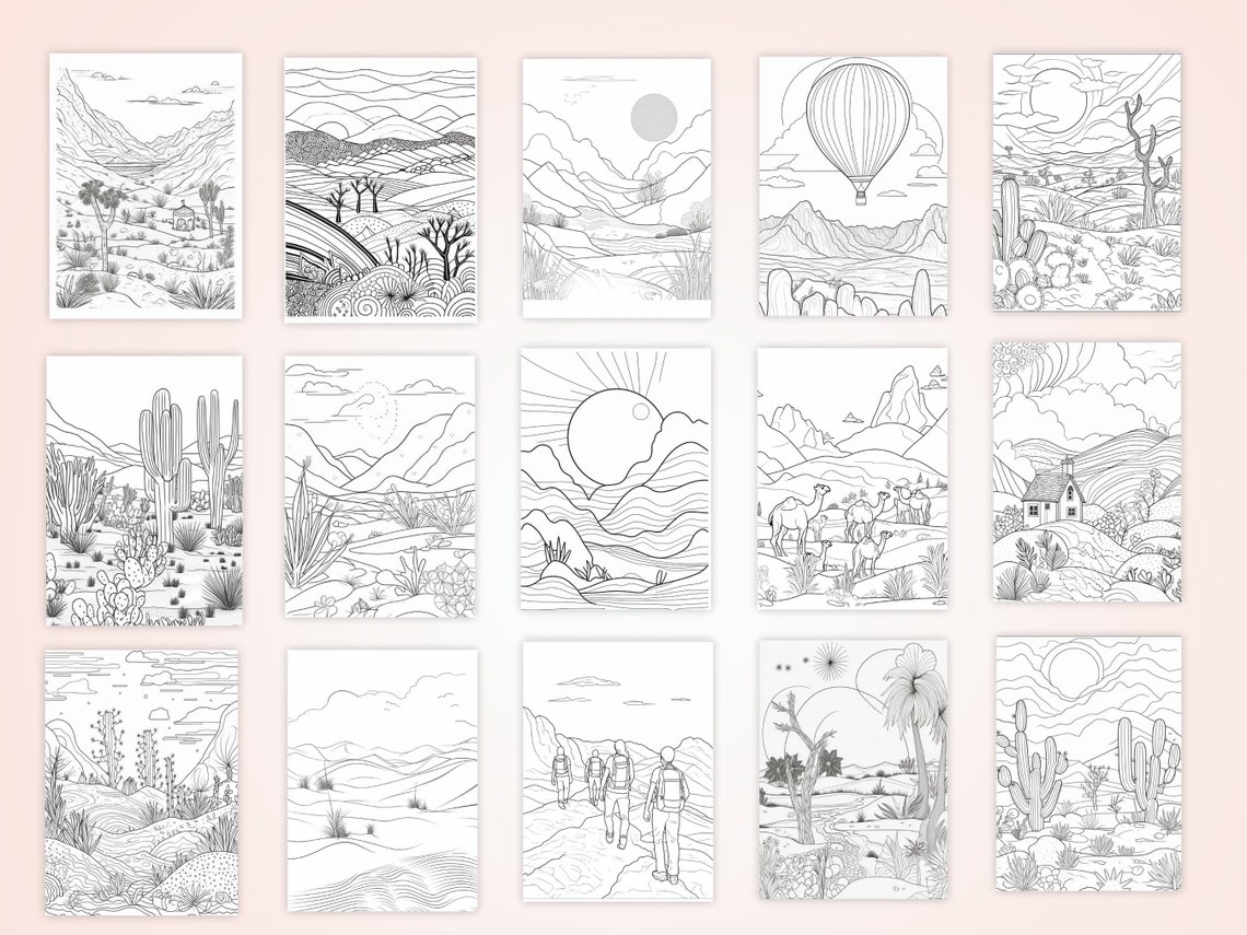 Boho Landscape Coloring Pages Printable Nature Coloring Pages for ...