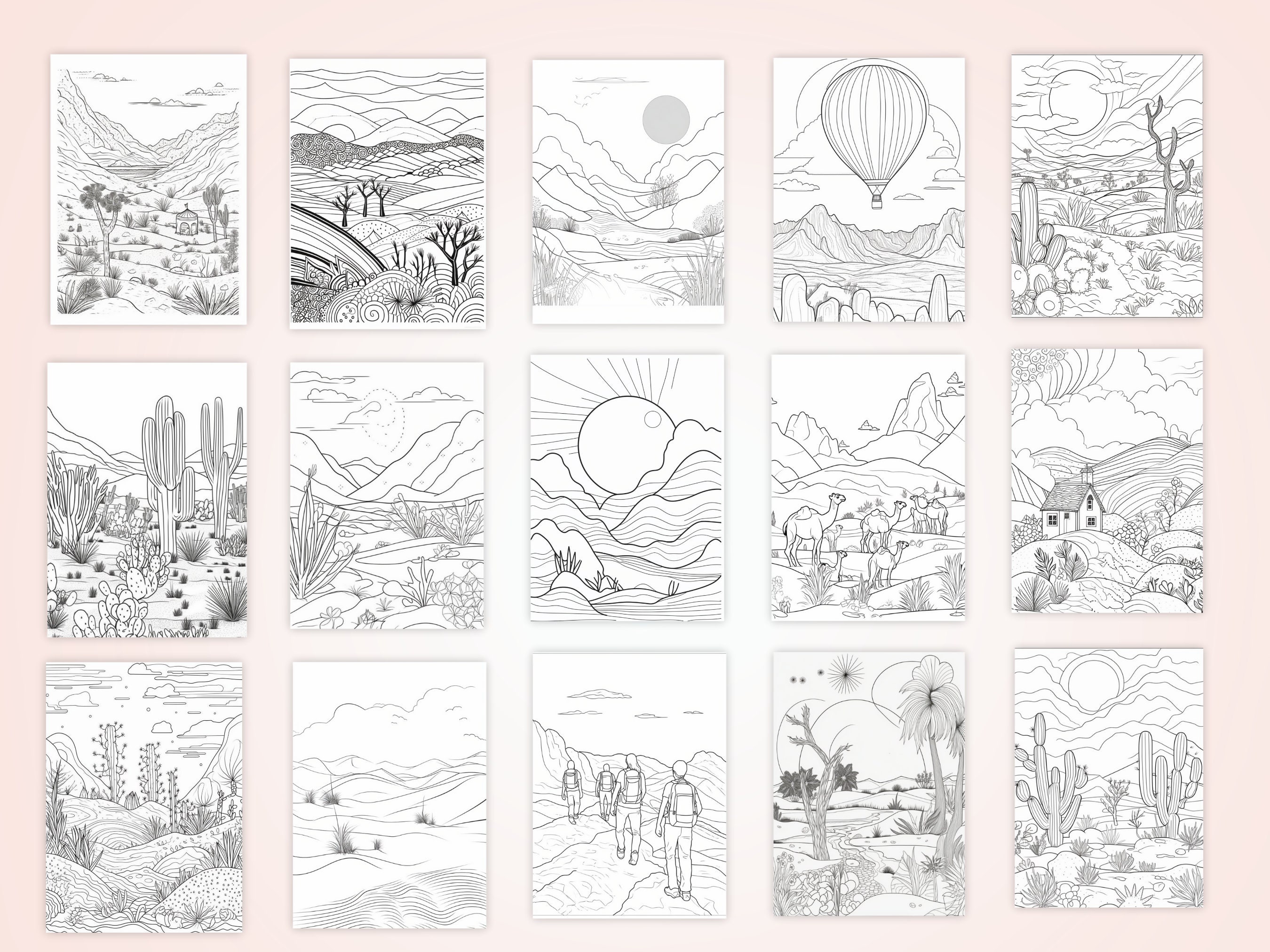 Boho Landscape Coloring Pages Printable Nature Coloring Pages for ...