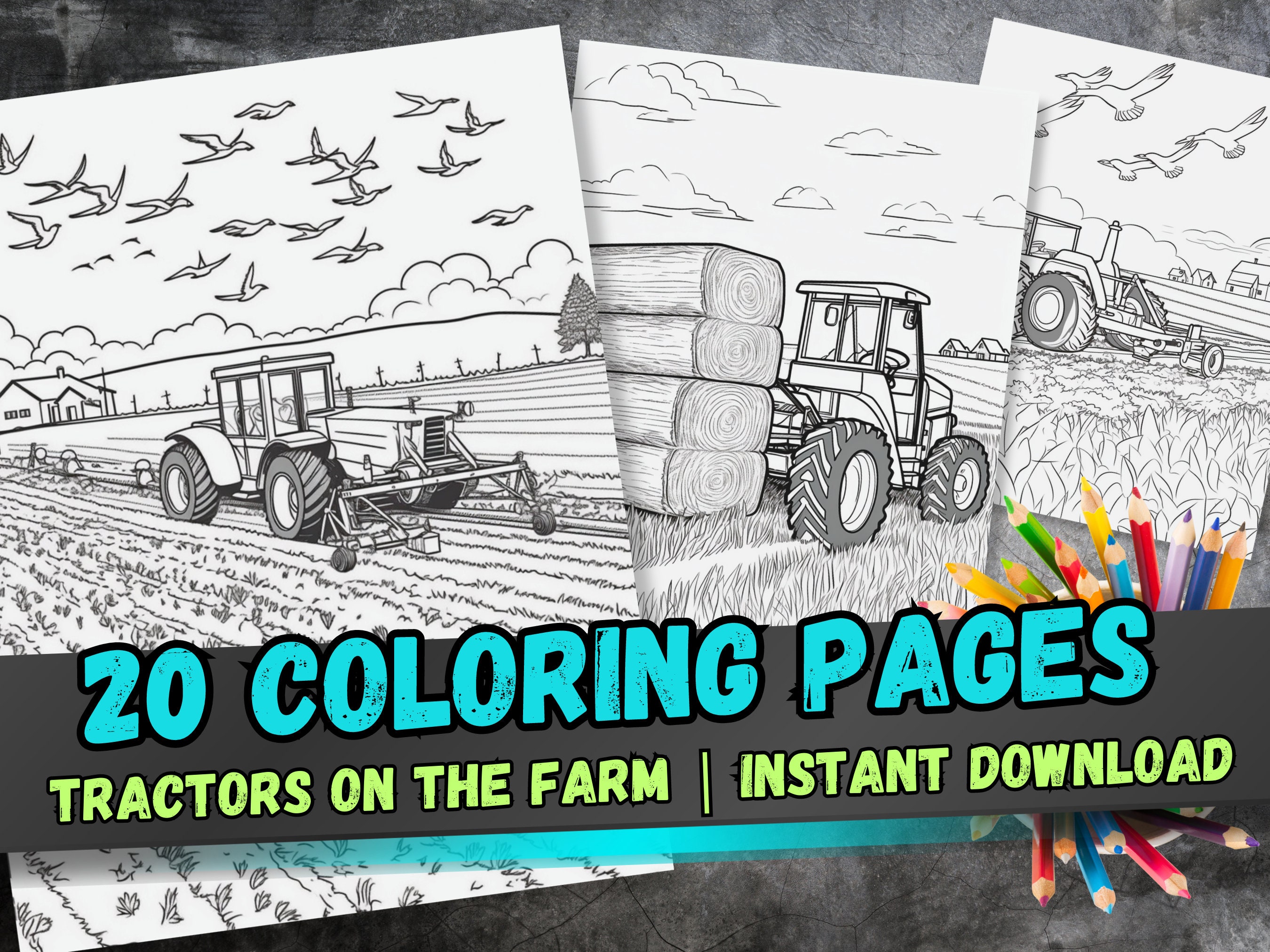 Farm Tractor Coloring Book for Kids | Printable Coloring Pages | Fun ...