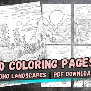 Boho Landscape Coloring Pages - Printable Nature Coloring Pages for ...