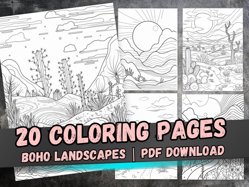 Boho Landscape Coloring Pages - Printable Nature Coloring Pages for ...