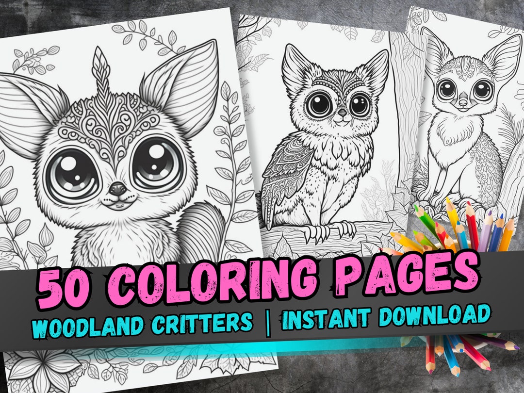 Fantasy Woodland Creatures Coloring Pages Woodland Animal Coloring Book ...