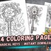 Magical Keys and Floral Coloring Pages Printable, Adult Coloring Book ...