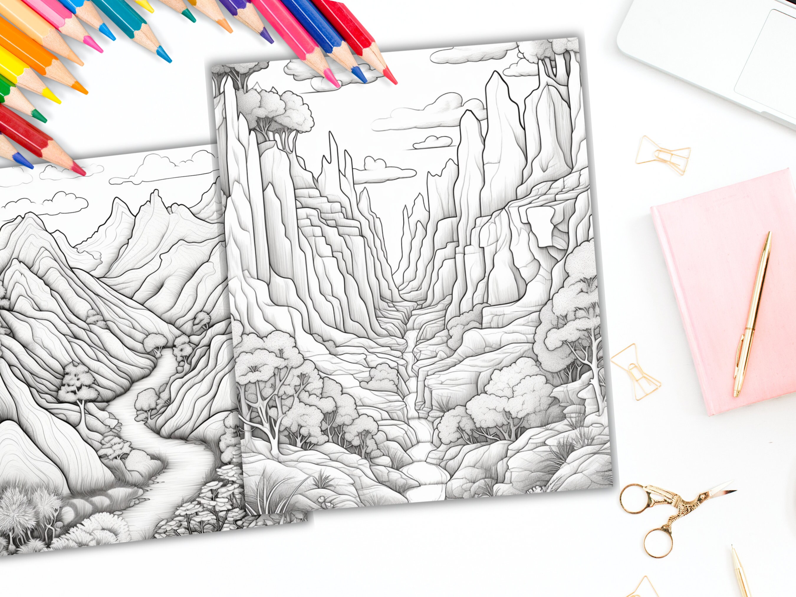 Boho Landscape Coloring Pages Part 2 - Printable Nature Coloring Pages ...