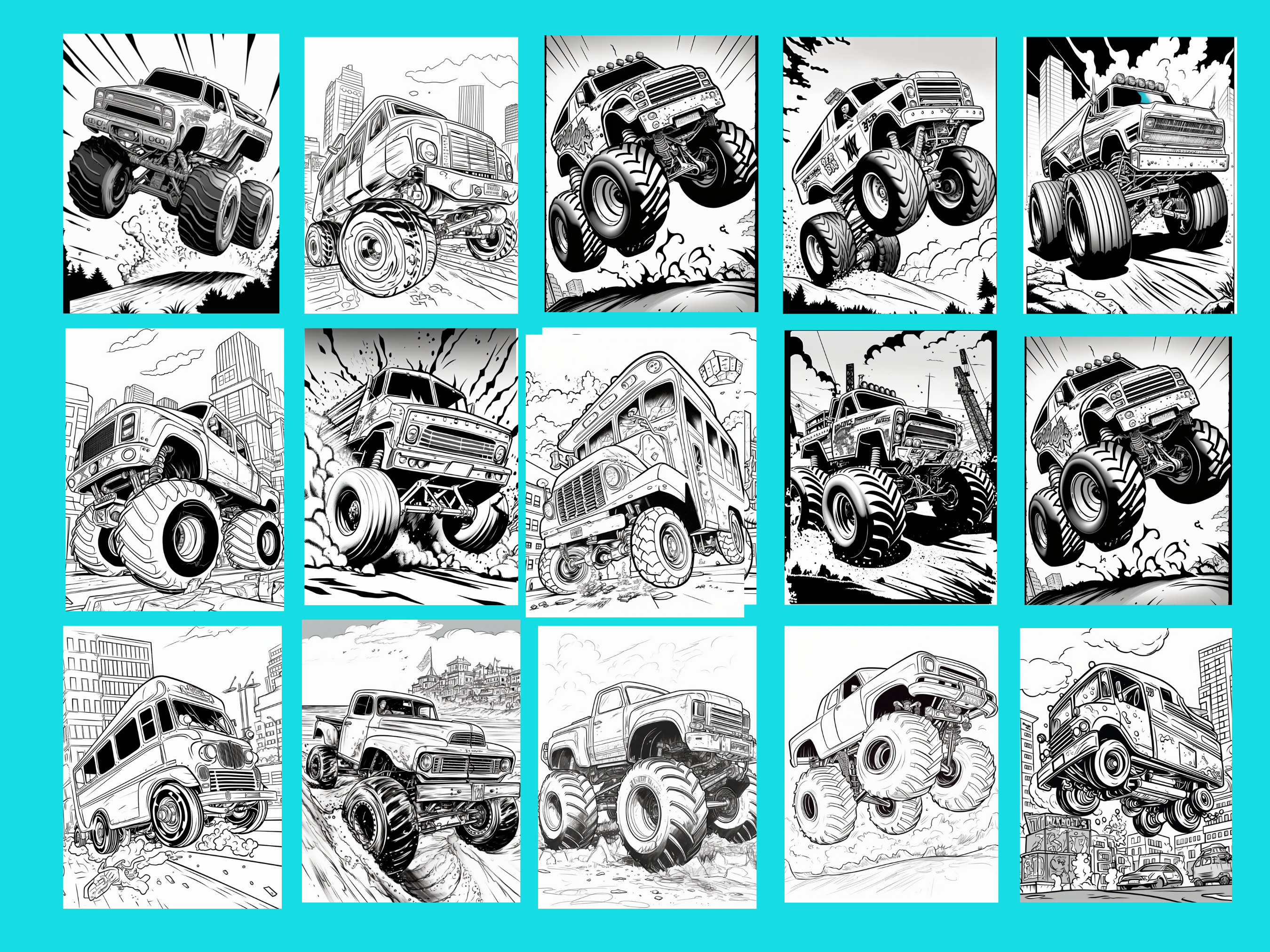 Digital Monster Truck Coloring Book | Printable Kids Coloring Pages ...