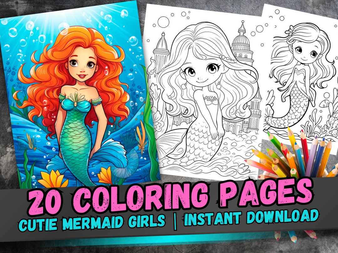 Mermaid Coloring Pages for Kids PART 2 | Cute Drawings | Underwater ...