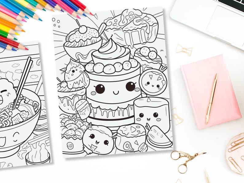 Kawaii Coloring Pages for Kids - Fun Food Coloring Sheets for Toddlers ...