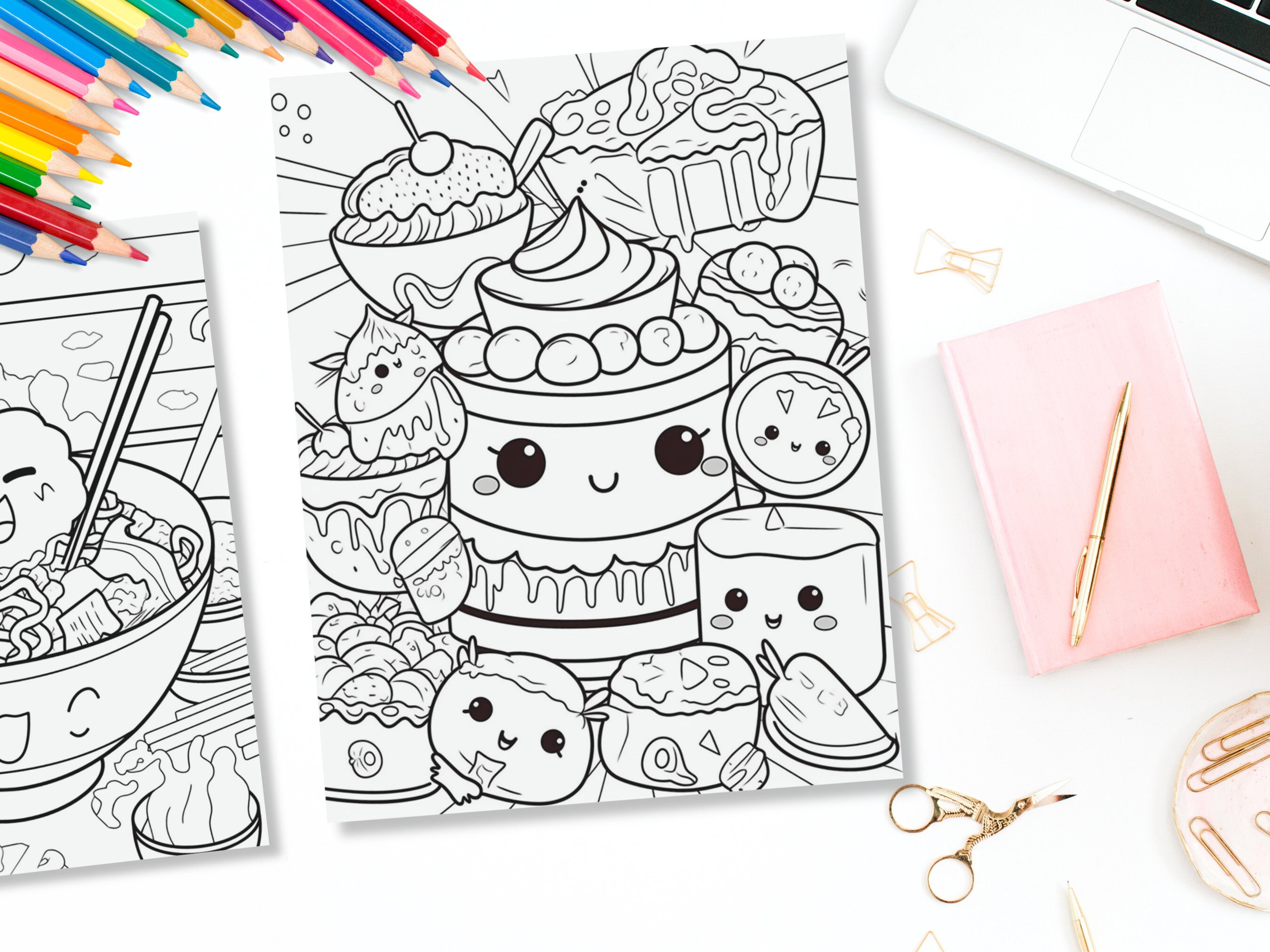 Kawaii Coloring Pages for Kids - Fun Food Coloring Sheets for Toddlers ...