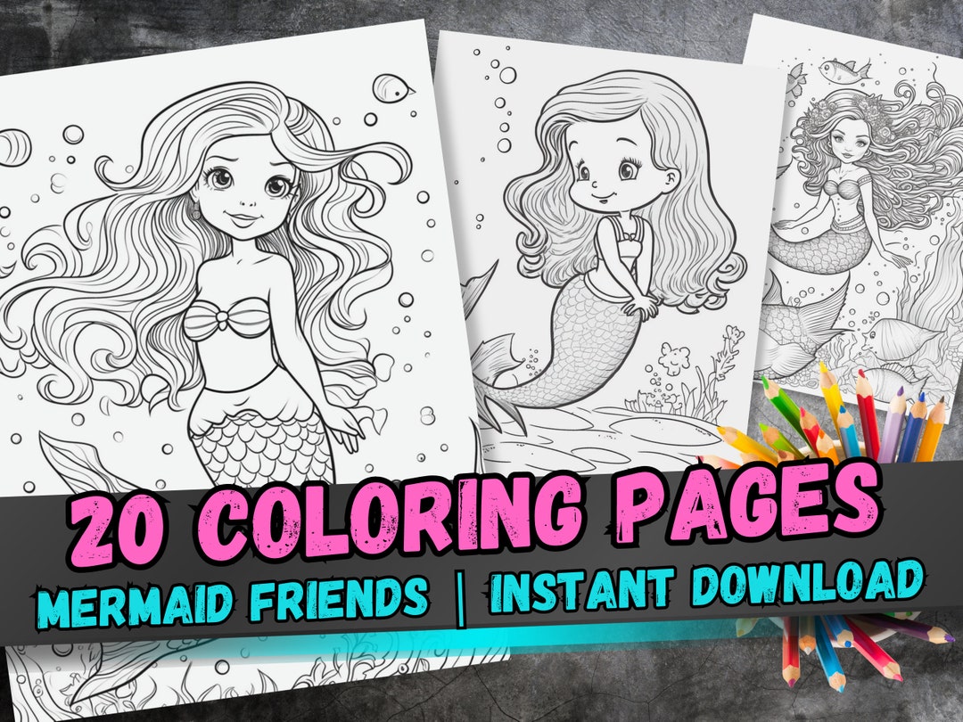 Mermaid Coloring Pages for Kids Cute Drawings Underwater Princess ...