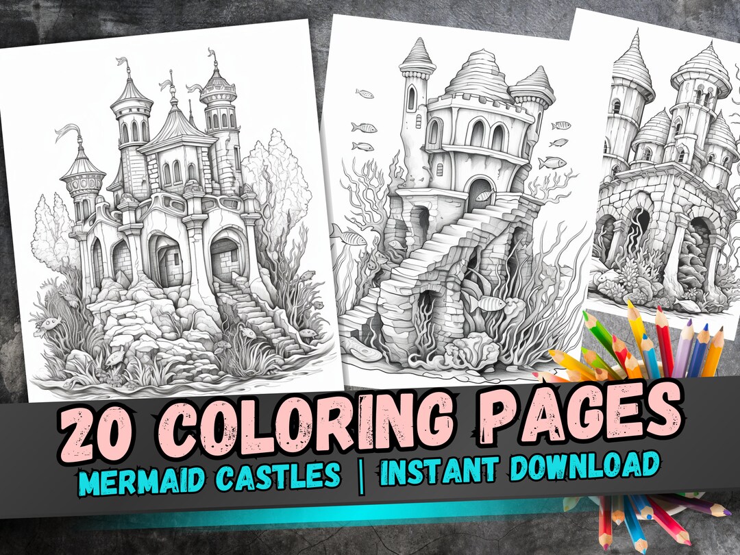 Under the Sea Castles Coloring Pages for Adults and Teens | Printable ...
