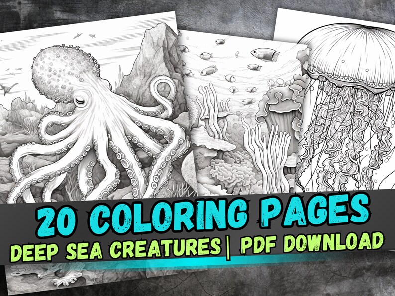 Deep Sea Coloring Pages for Adults and Teens | Printable Coastal Theme ...