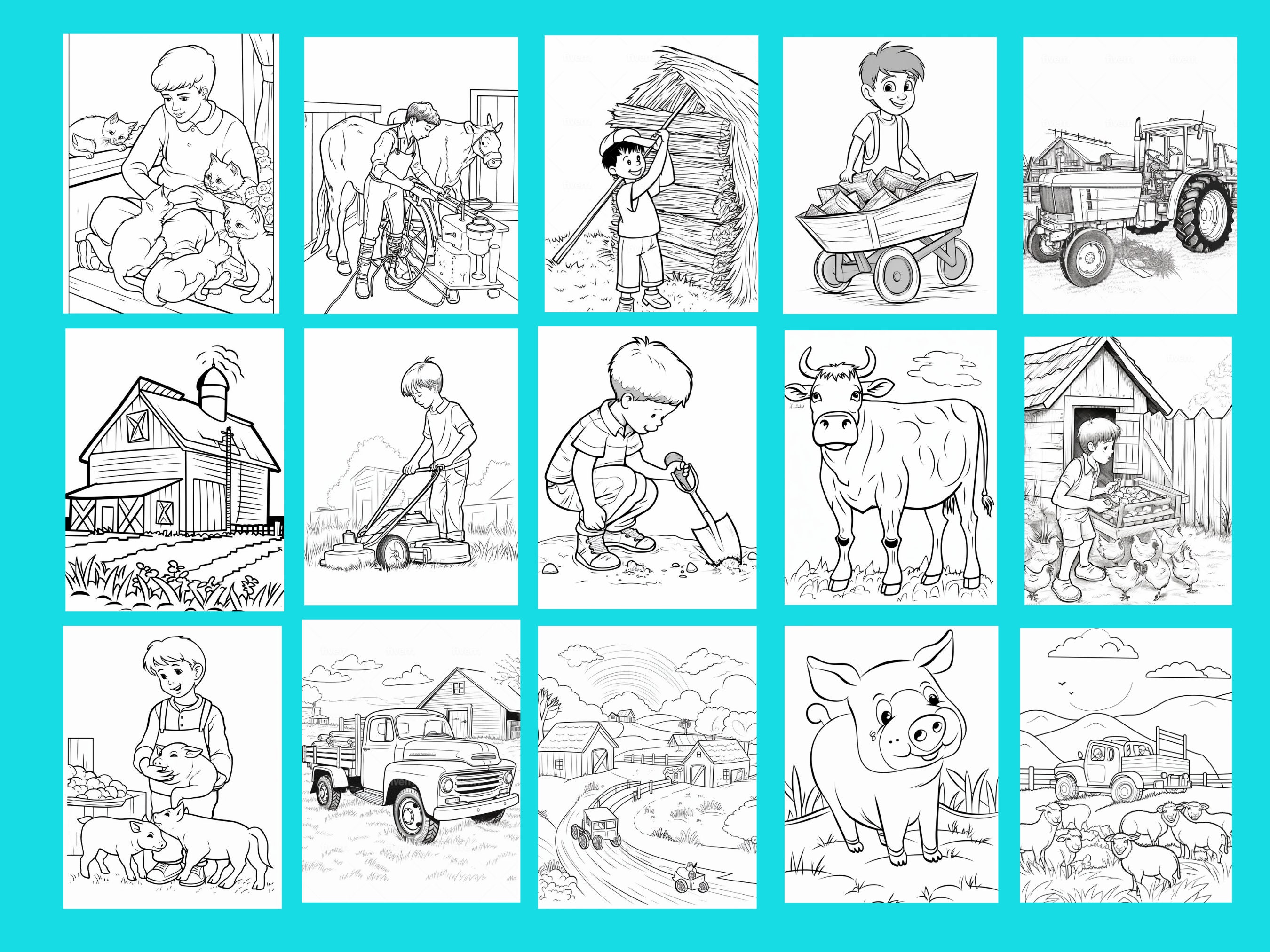 Farm Life Coloring Book for Kids - Printable Digital Download With Fun ...