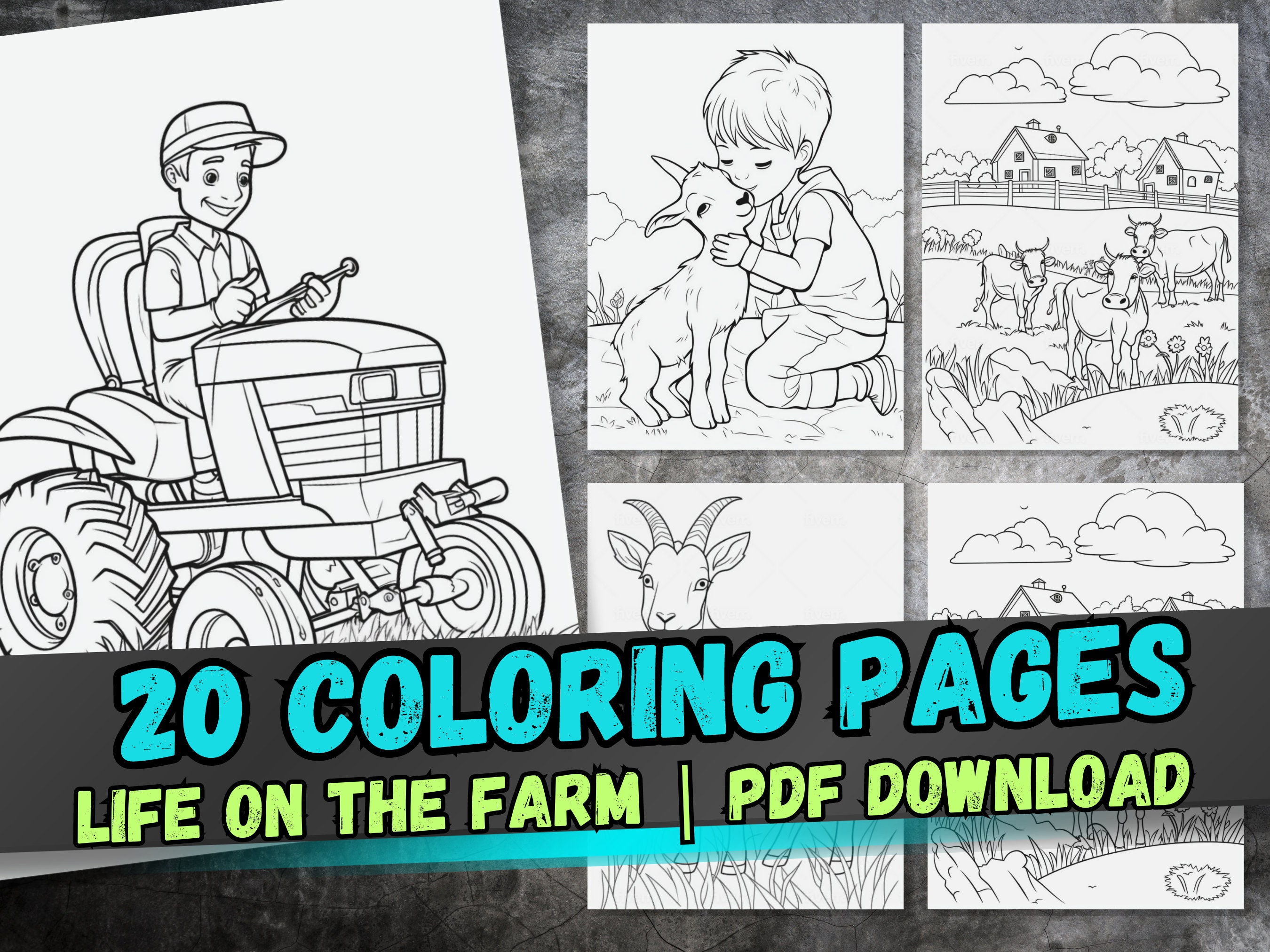 Farm Life Coloring Book for Kids - Printable Digital Download With Fun ...