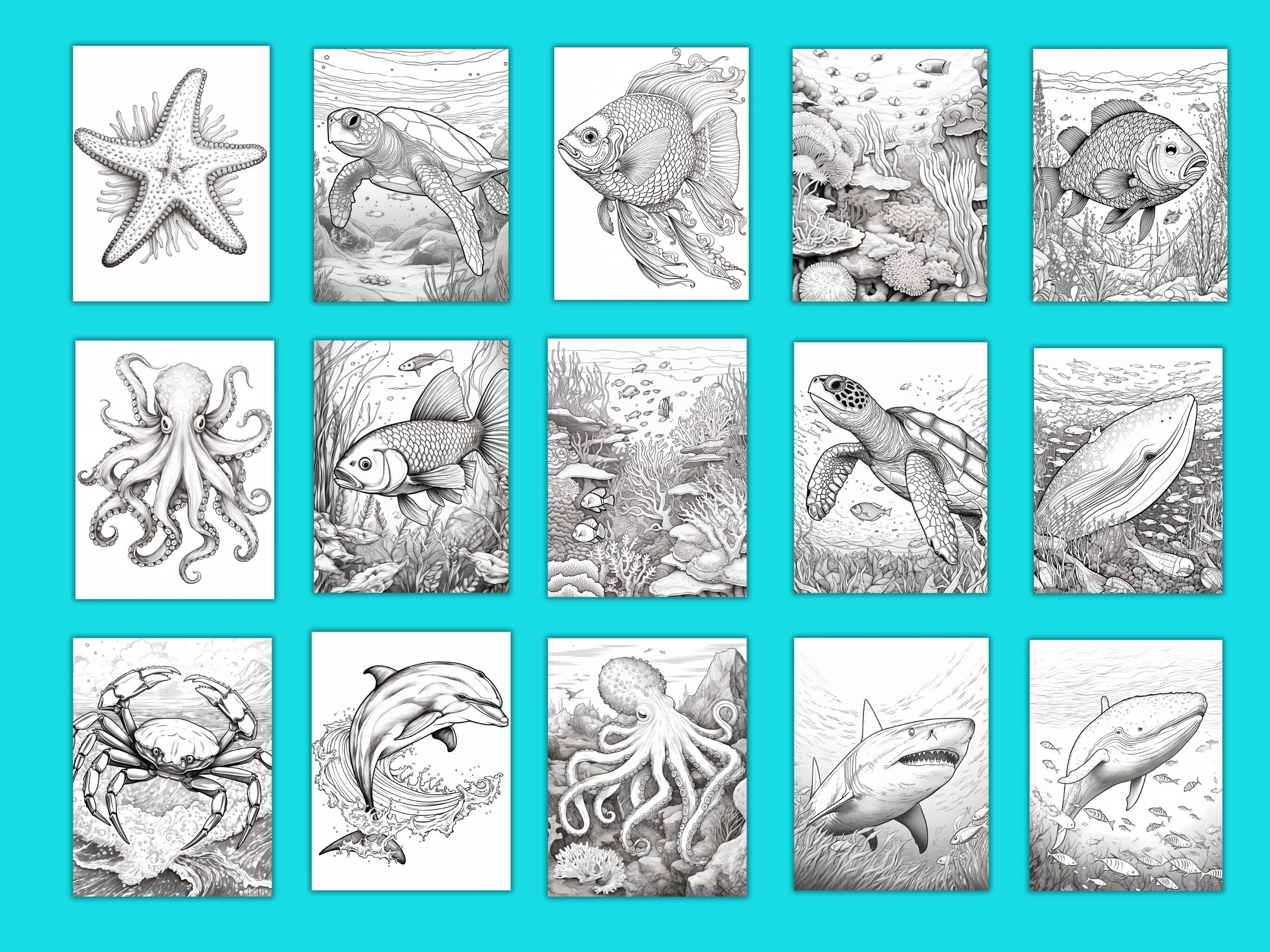 Deep Sea Coloring Pages for Adults and Teens | Printable Coastal Theme ...