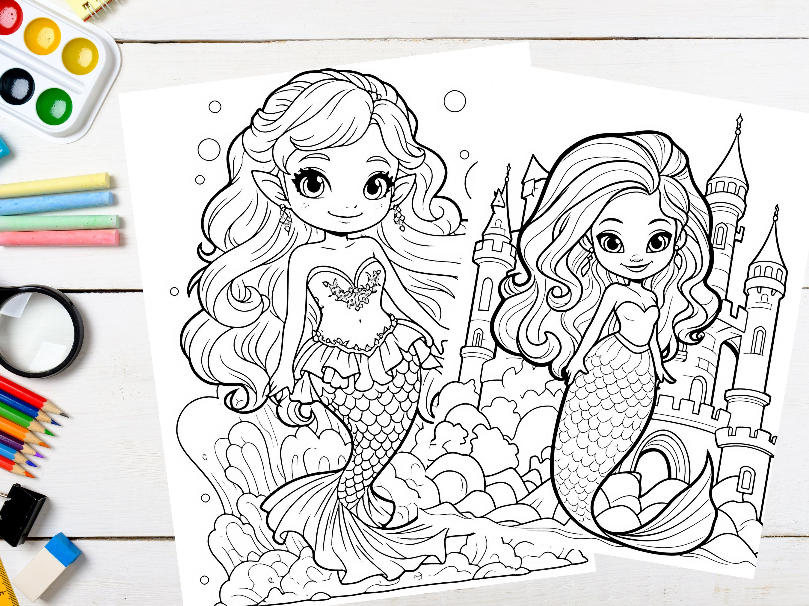 Mermaid Coloring Pages for Kids PART 2 | Cute Drawings | Underwater ...