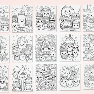 Kawaii Coloring Pages for Kids - Fun Food Coloring Sheets for Toddlers ...