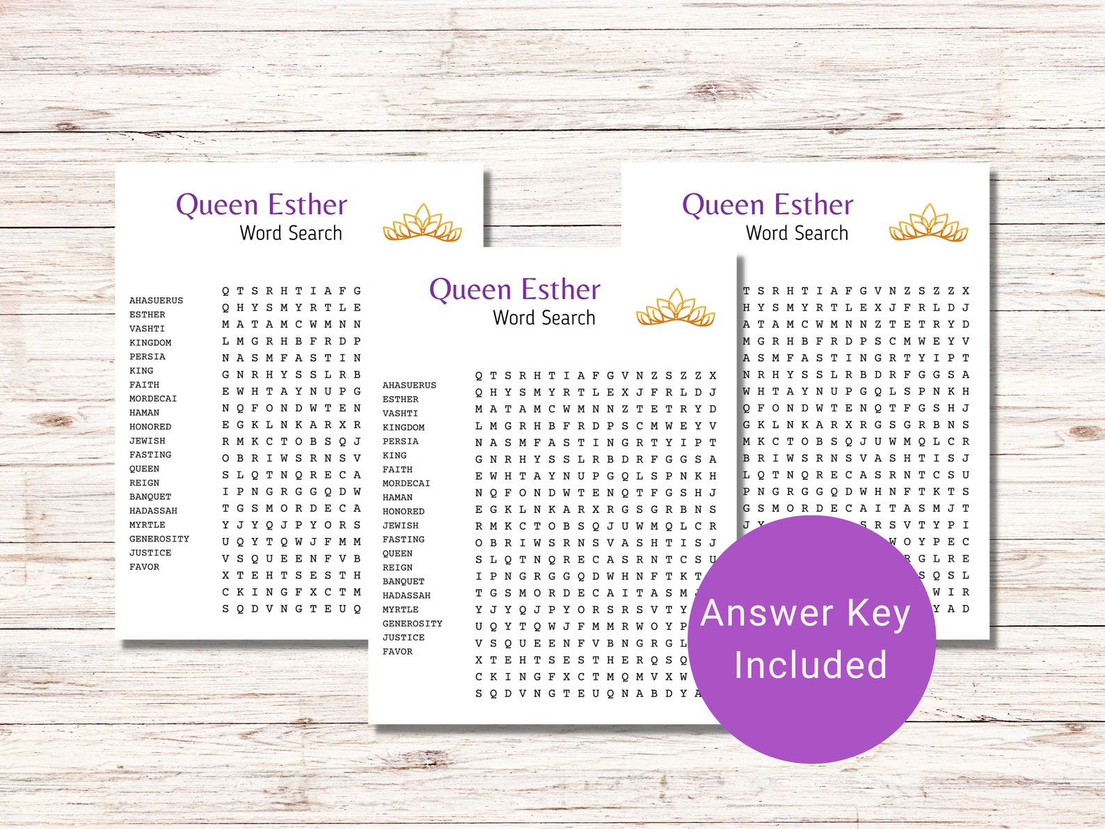 Queen Esther Word Search and Women of the Bible, Biblical Word Search ...
