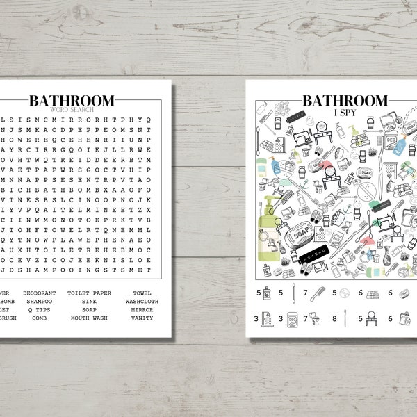 Bathroom Word Search - Etsy