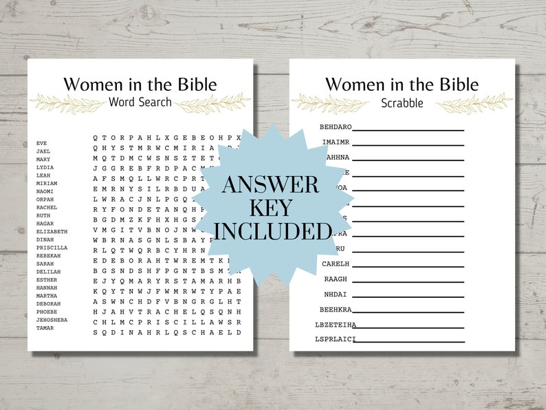 Women in the Bible Word Search & Scrabble Games (digital Download) - Etsy