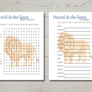 Set of 2 Daniel & the Lions Word Games, Bible Activities for Kids, Word ...
