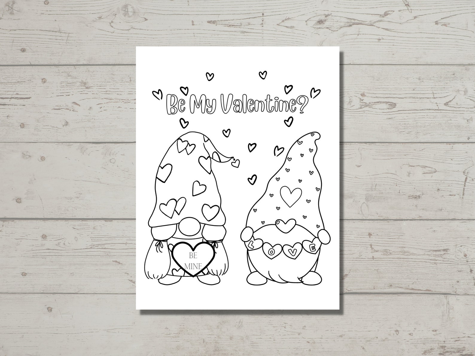 Happy Valentine's Day Word Search & Gnome Coloring Sheet, Printable ...