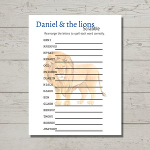 Set of 2 Daniel & the Lions Word Games, Bible Activities for Kids, Word ...