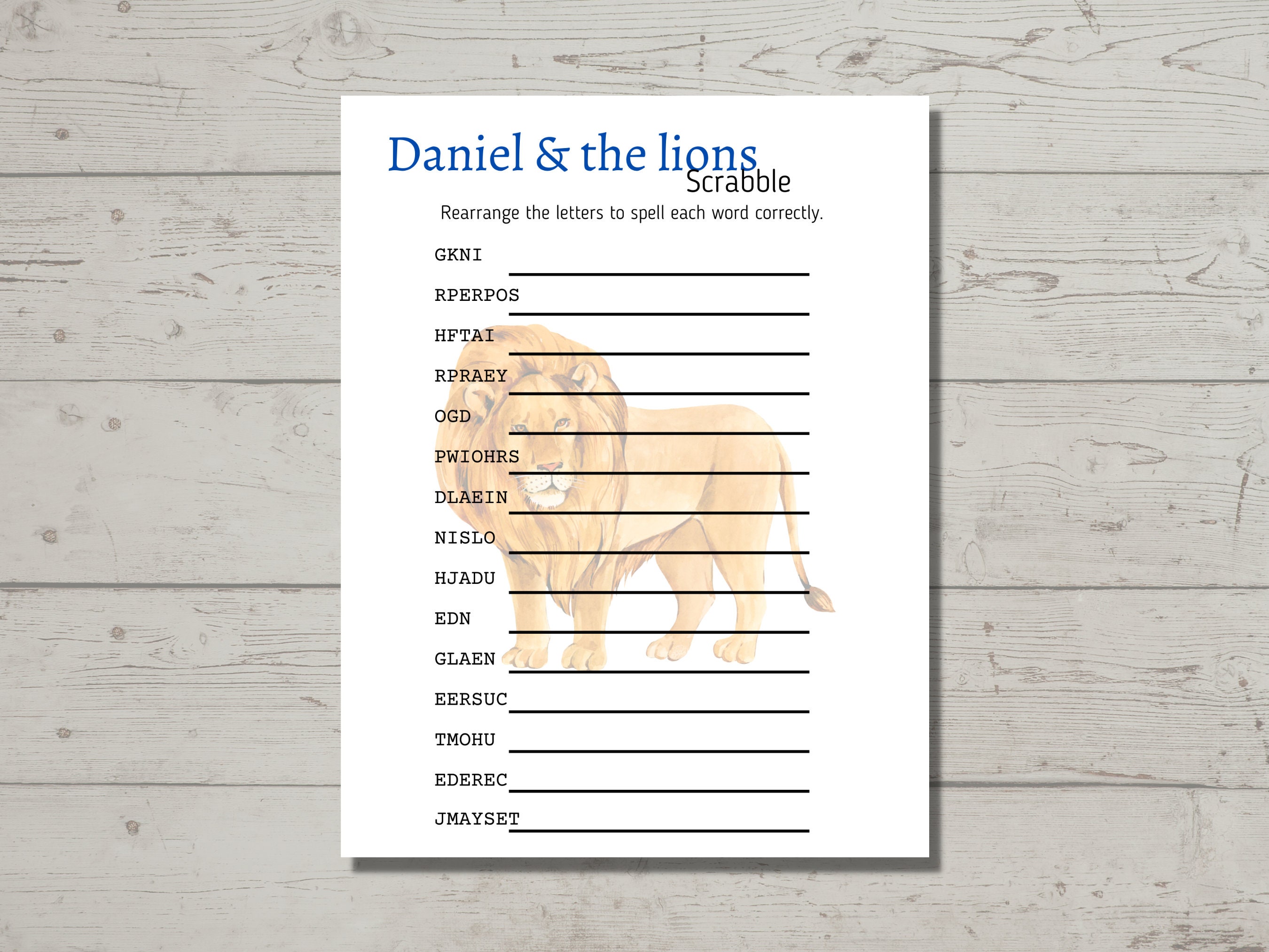 Daniel and the Lions Bible Games, Kids Word Search, Scrabble (digital ...