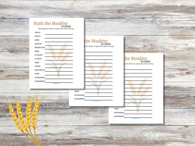 Ruth the Moabite Bible Word Games, Kids' Printable Activities (digital ...