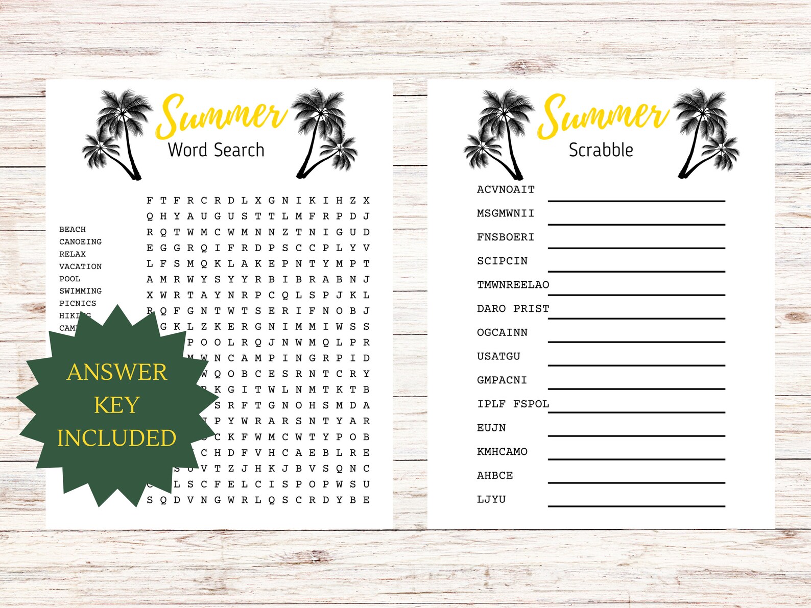 Summer Word Search Puzzle, Summer Scrabble, Summer Games, Printable ...