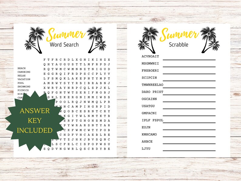 Summer Word Search Puzzle, Summer Scrabble, Summer Games, Printable ...