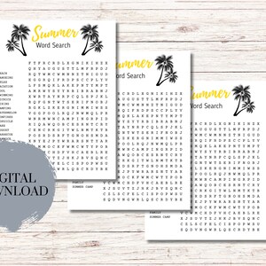 Summer Word Search Puzzle, Summer Scrabble, Summer Games, Printable ...
