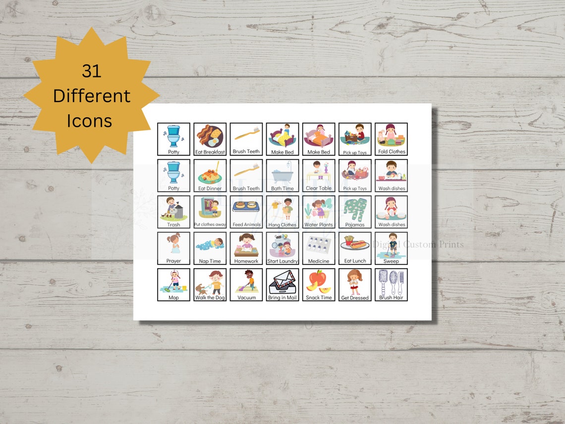 Kids Daily Responsibilities Chart, Daily Chore Chart Morning/evening ...