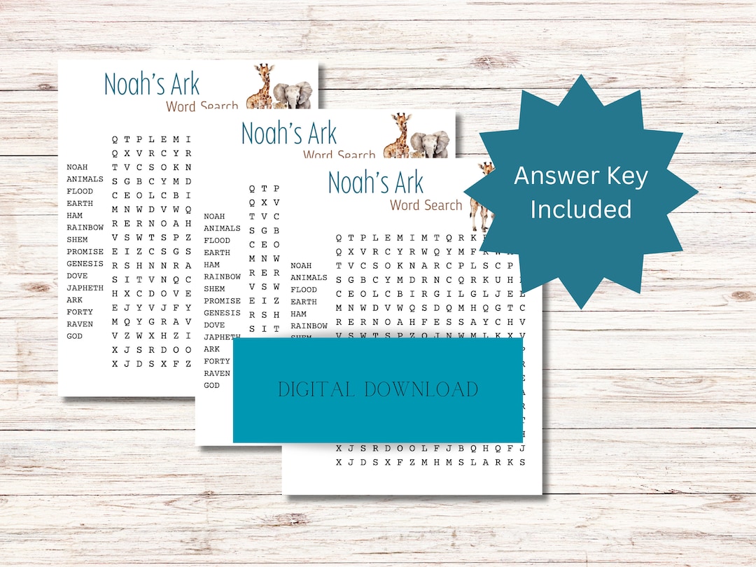 Noah's Ark Word Search, Bible Activities for Kids, Bible Word Searches ...