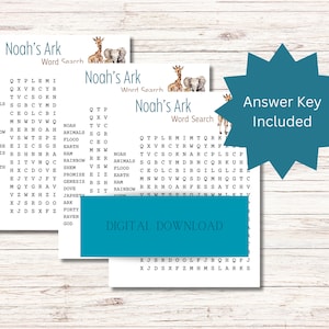 Noah's Ark Word Search, Bible Activities for Kids, Bible Word Searches ...