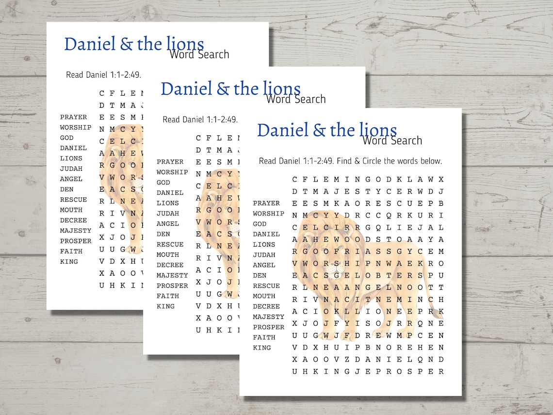 Daniel and the Lions Bible Games, Kids Word Search, Scrabble (digital ...