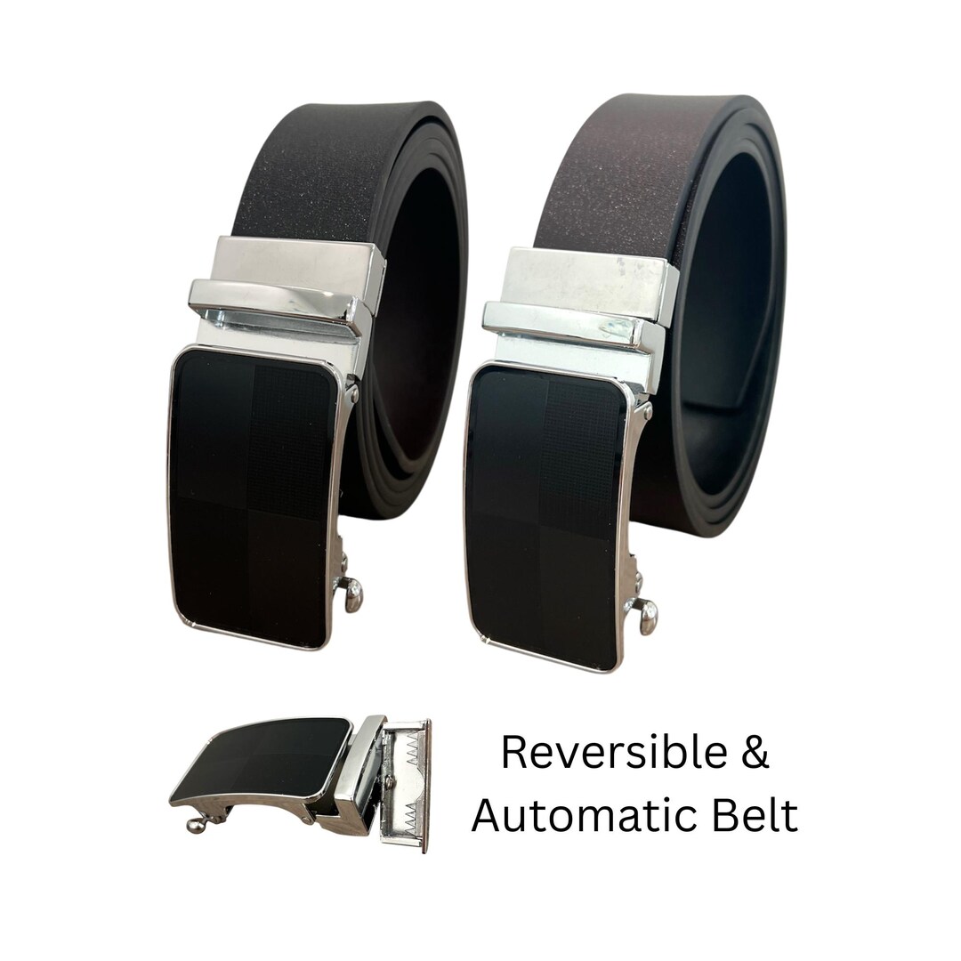 Men’s Automatic Ratchet Belt – Reversible Adjustable Slide Buckle, Trim ...