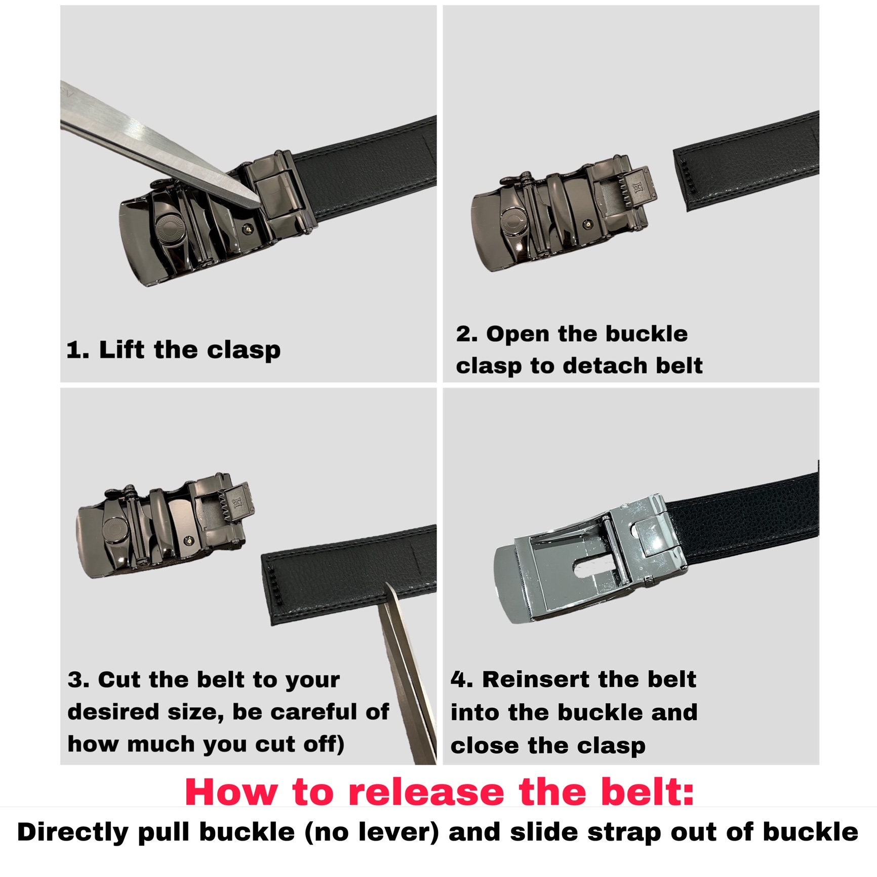 Men's Click Ratchet Belt Sliding Buckle Adjustable Trim to Exact Fit ...