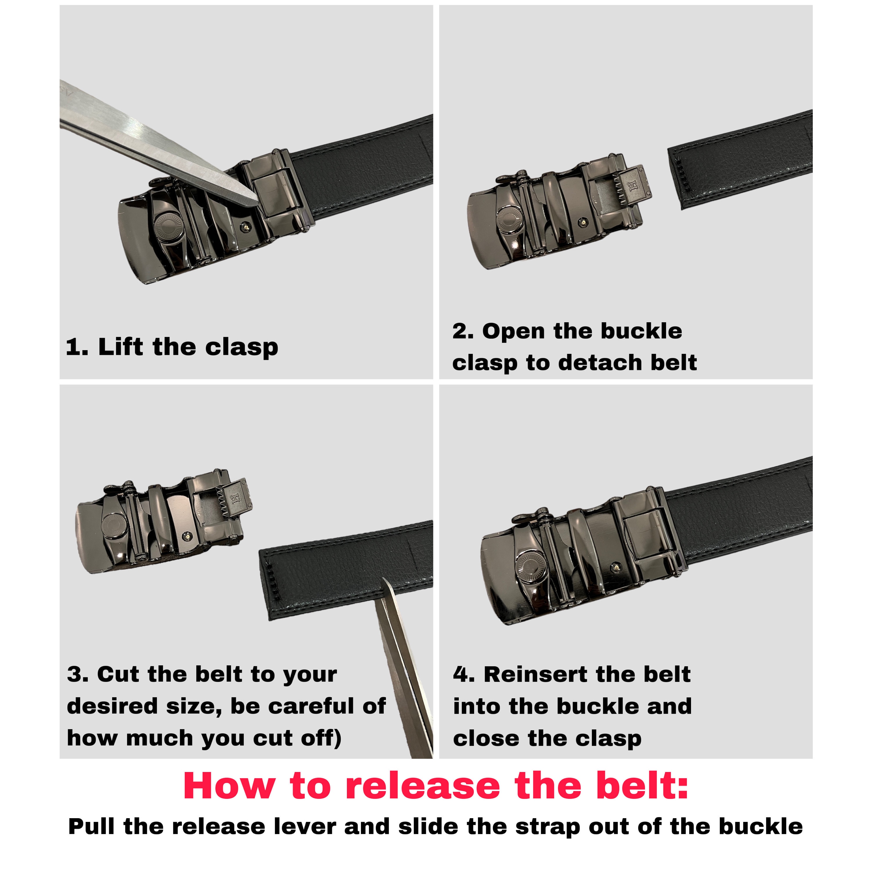 Men's Click Ratchet Belt Sliding Buckle Adjustable Trim to Exact Fit ...